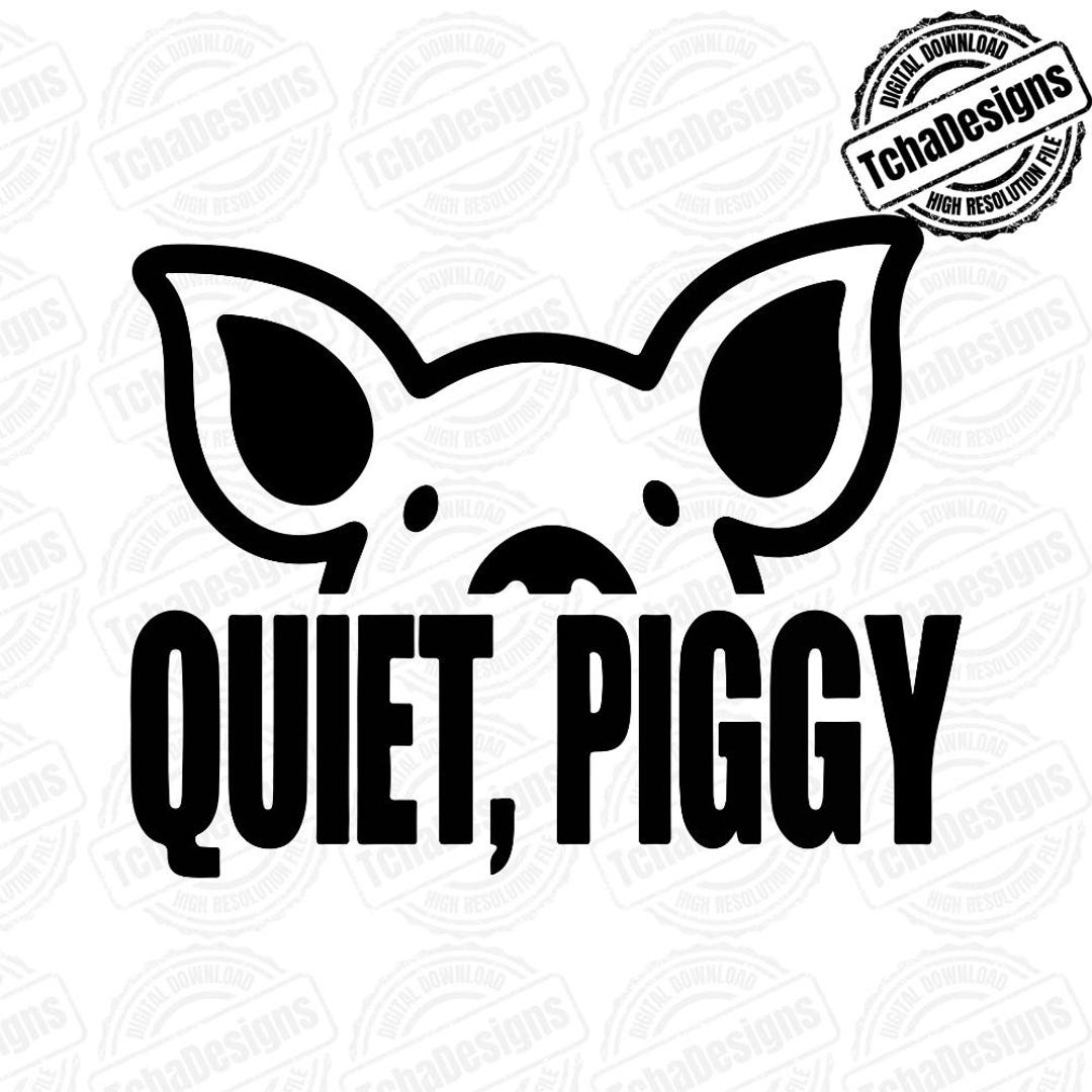 Quiet Piggy Vector Print – Simple Pig Line Art Meme Graphic, Bold ...