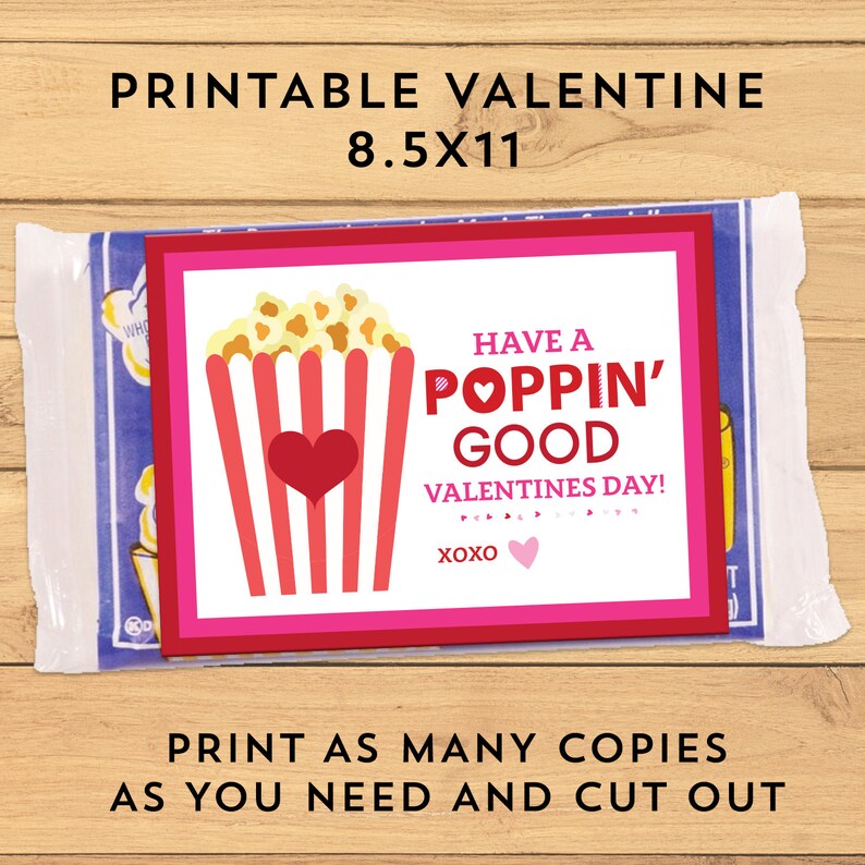 Printable Valentine POPCORN Have a Poppin' Good Valentine's Day - Etsy