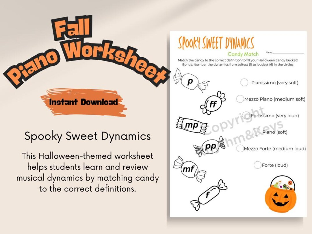 Spooky Sweet Dynamics Worksheet | Halloween Music Theory Activity ...