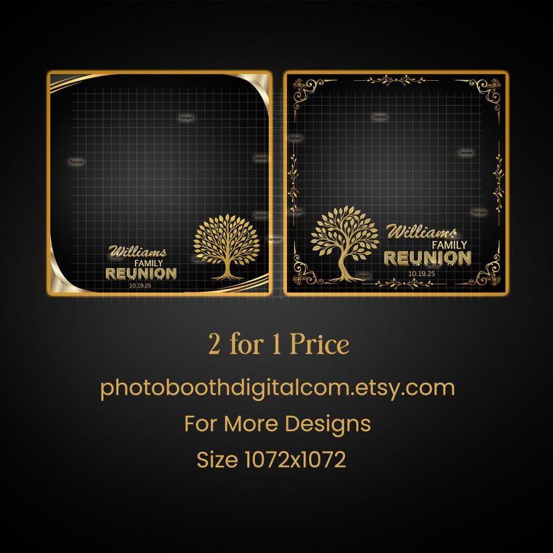 Golden Family Reunion Overlay 360 Photobooth Editable Design Spin Booth ...