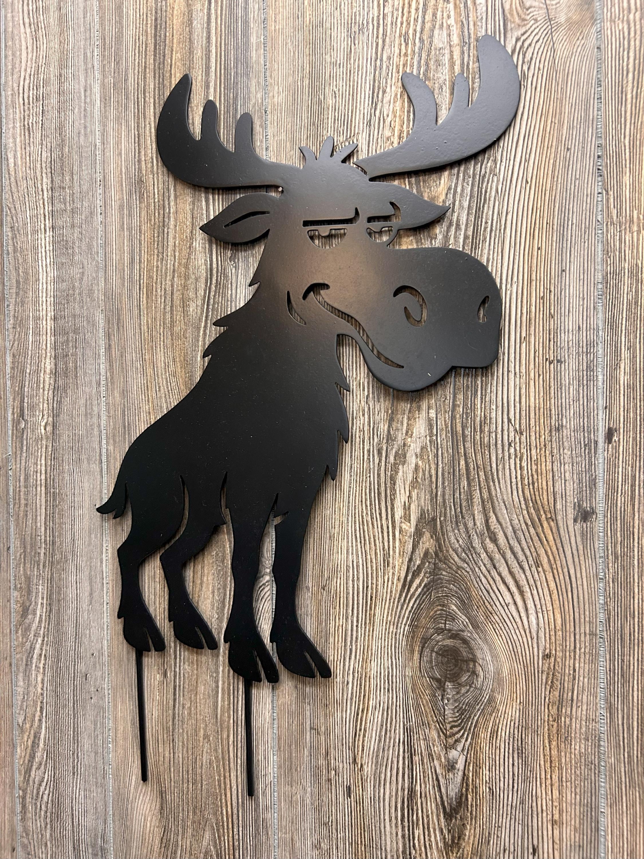 Snarky Moose Garden Stake: Black Metal Cabin Yard Art - Etsy