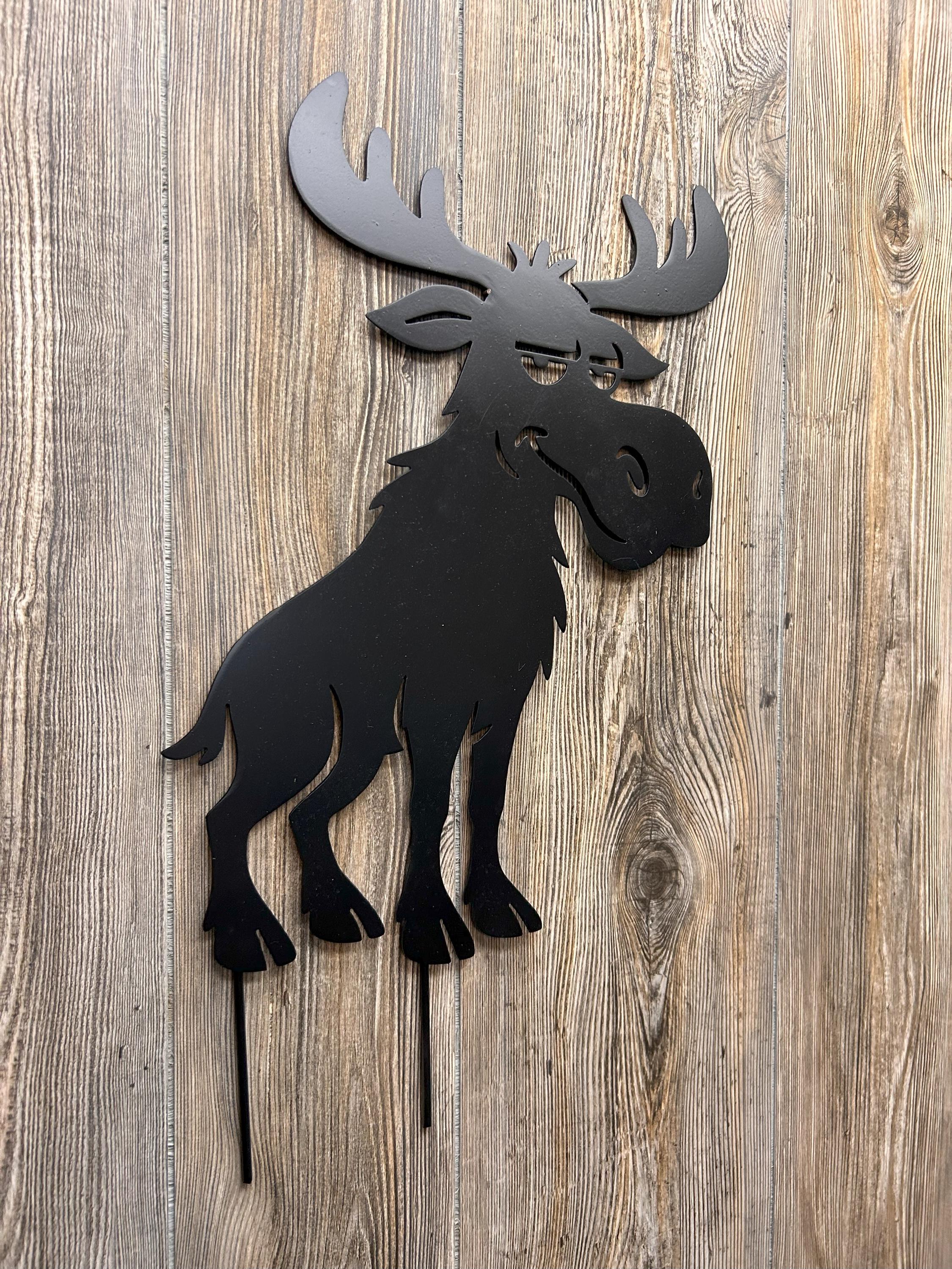 Snarky Moose Garden Stake: Black Metal Cabin Yard Art - Etsy