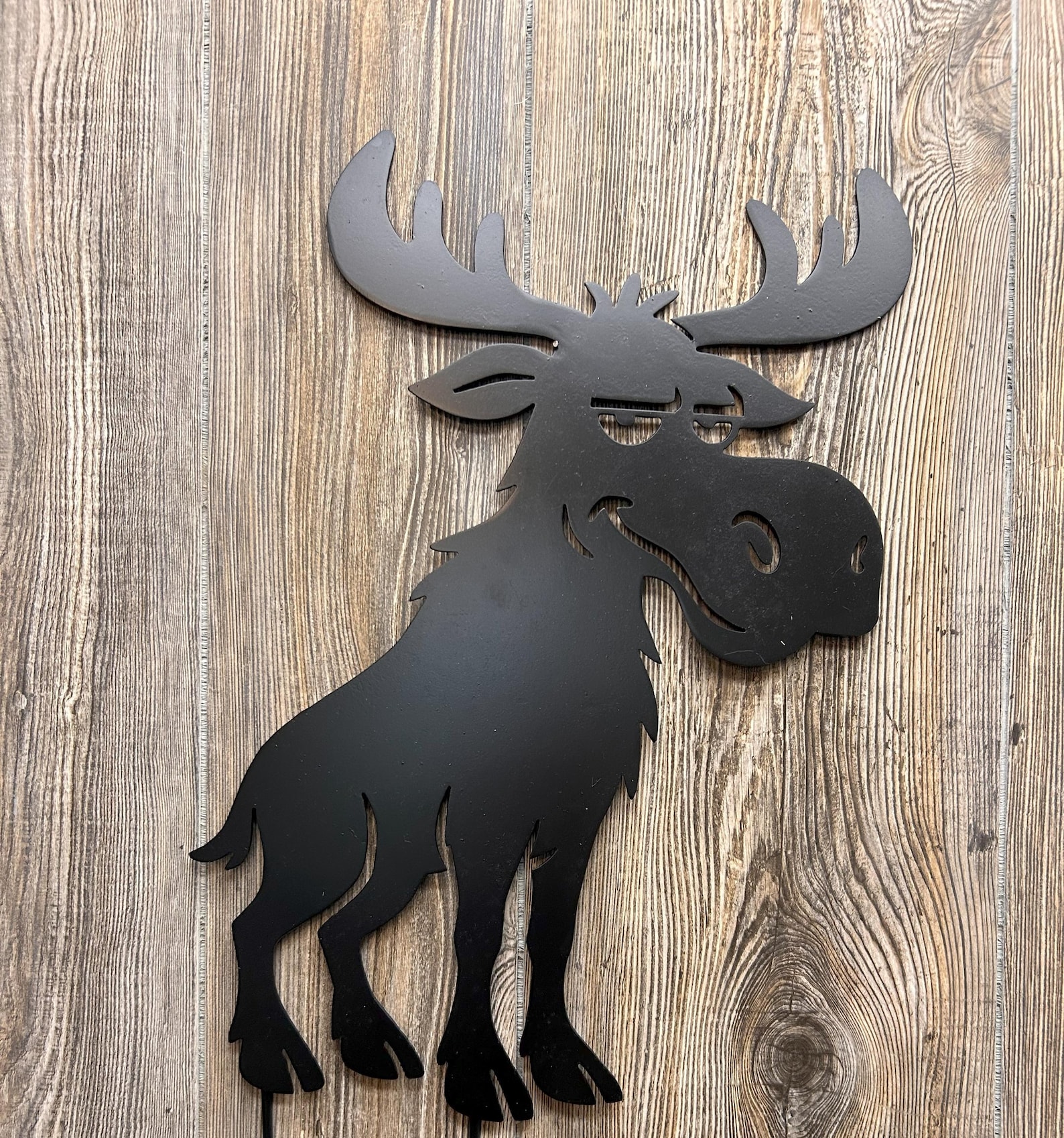 Snarky Moose Garden Stake: Black Metal Cabin Yard Art - Etsy