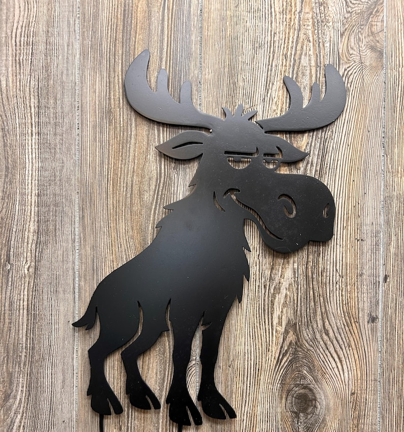 Snarky Moose Garden Stake: Black Metal Cabin Yard Art - Etsy