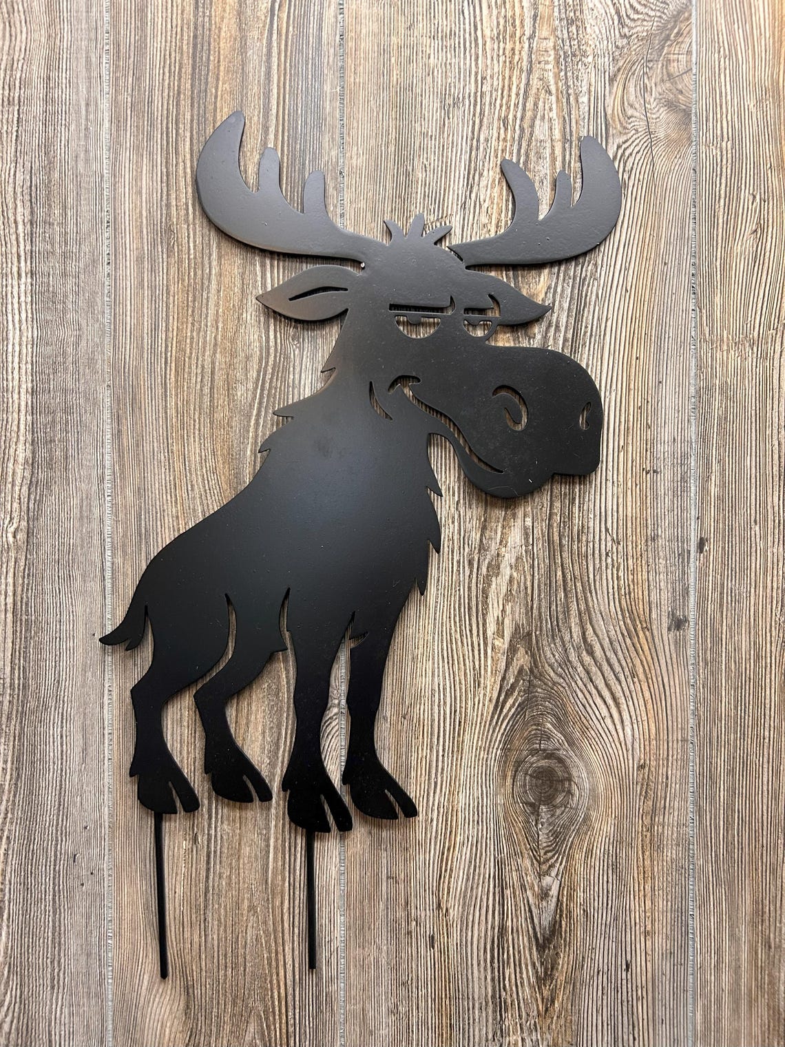 Snarky Moose Garden Stake: Black Metal Cabin Yard Art - Etsy