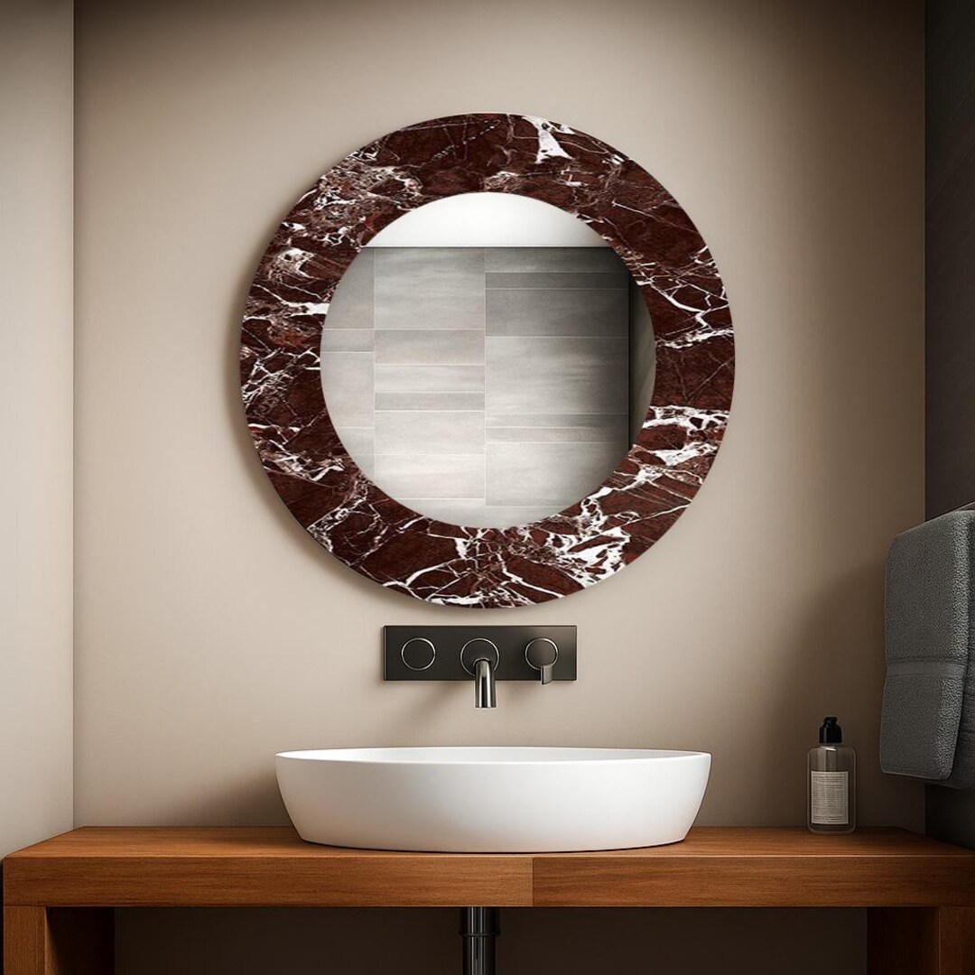 Marble Pattern Wall Mirror, Wall Art, Tempered Glass Wall Mirror ...