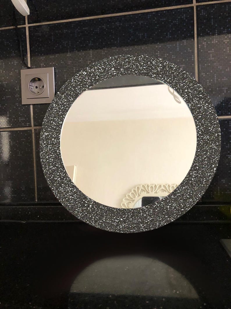 Shiny Glitter Effect Wall Mirror, Unique Artistic Wall Decoration ...
