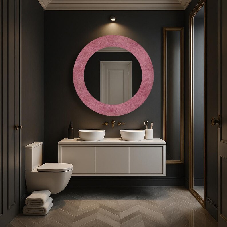 Handmade Round Wall Mirror, Tempered Glass, Patterned Design - Etsy