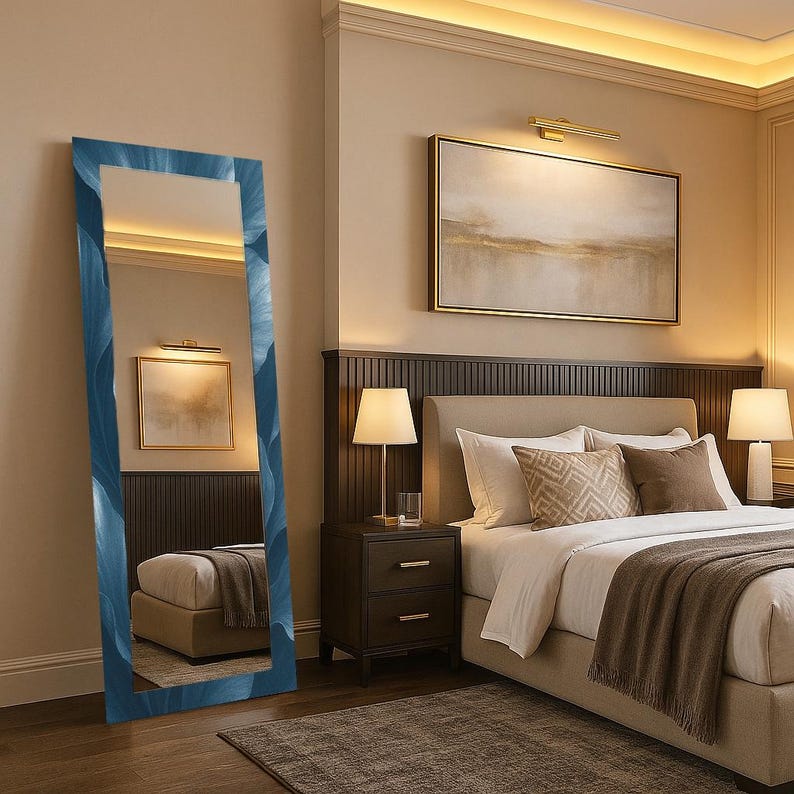 Modern Art Deco Tempered Glass Rectangle Wall Mirror, Custom Print - Etsy