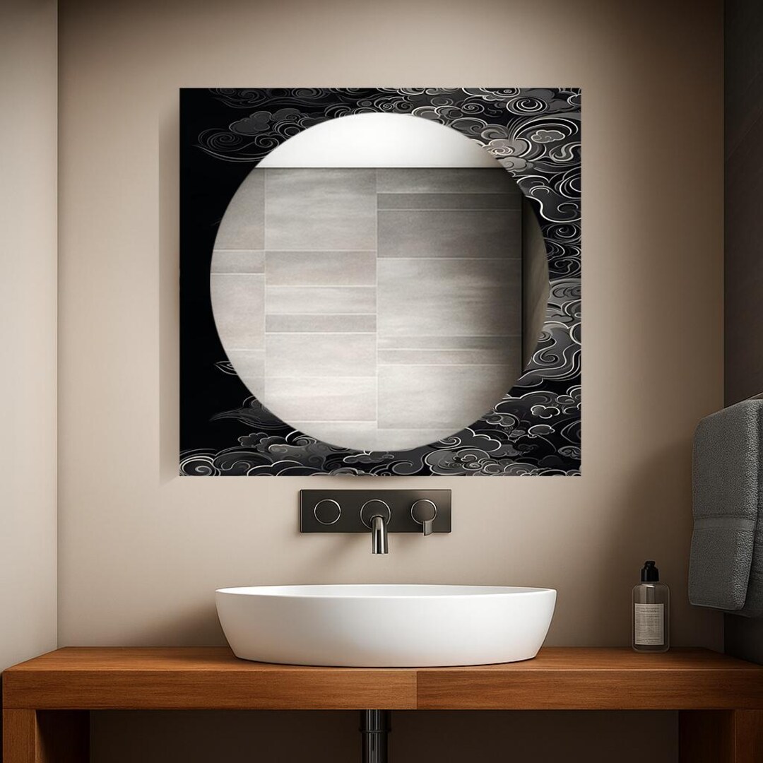 Cloud Pattern Tempered Glass Square Wall Mirror, Modern Home Decor - Etsy