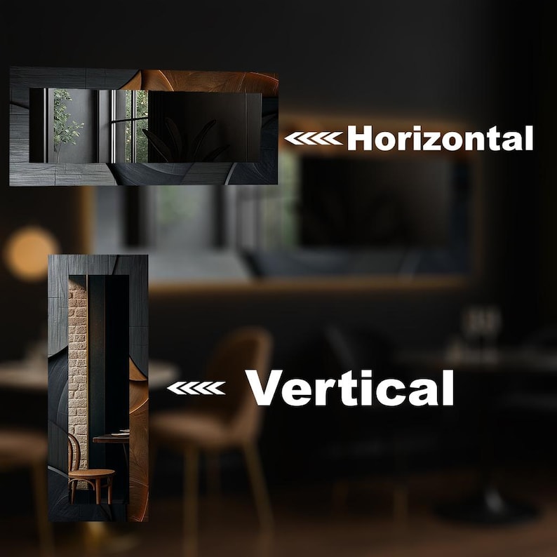 Tempered Glass Rectangle Wall Mirror, Modern Wood Pattern Decor - Etsy