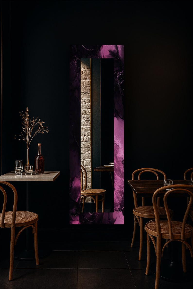 Purple Tempered Glass Wall Mirror, Modern Home Decor - Etsy