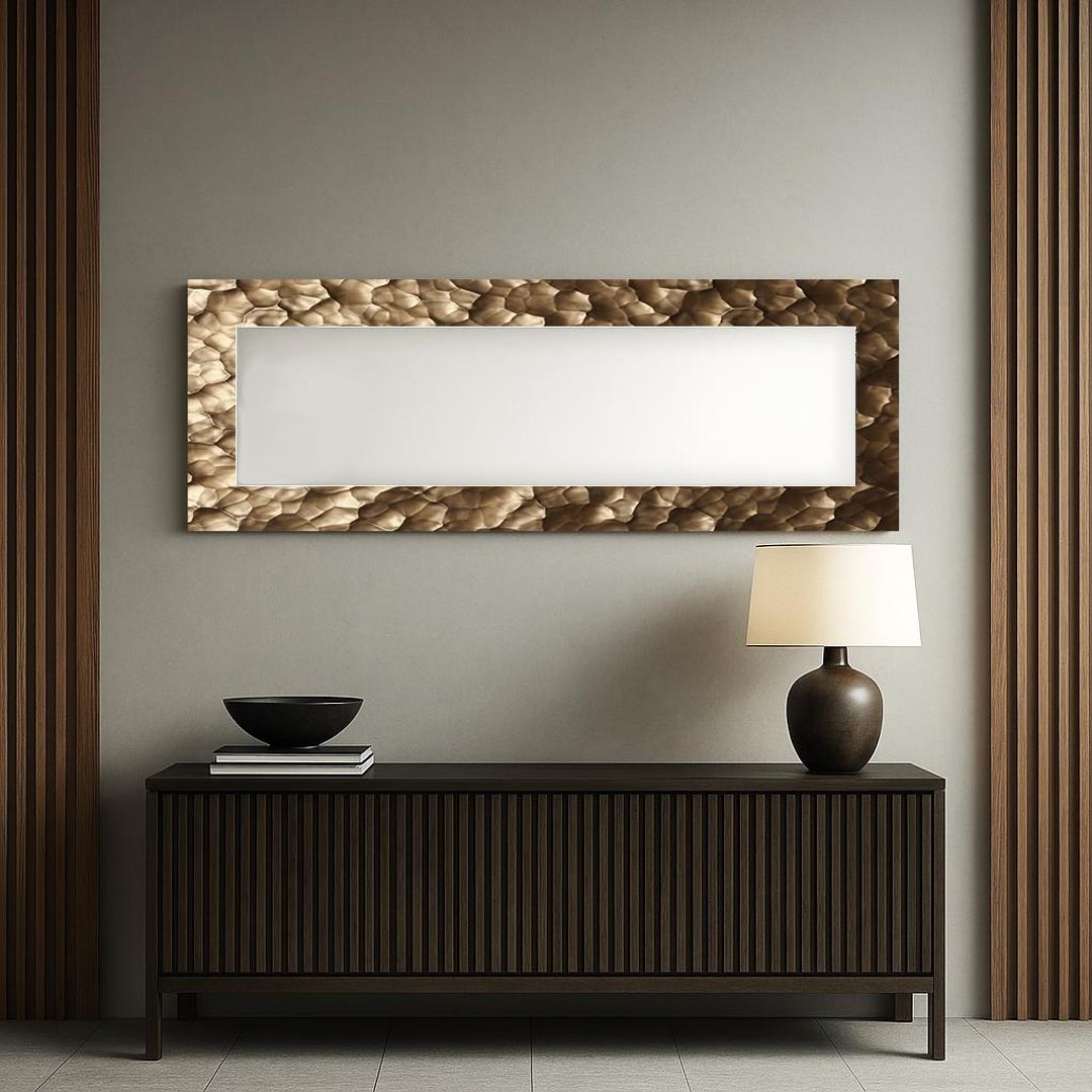 Tempered Glass Rectangle Wall Mirror, Modern Wood Pattern Decor - Etsy