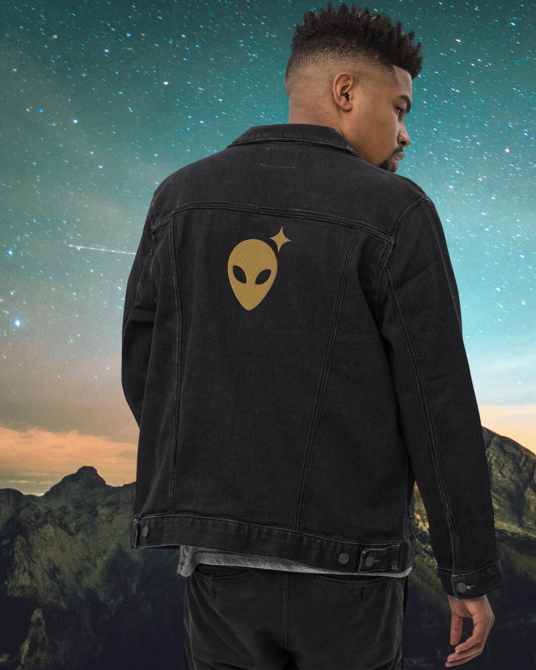 Alien Embroidered Denim Jacket – Cosmic Streetwear Outerwear - Etsy