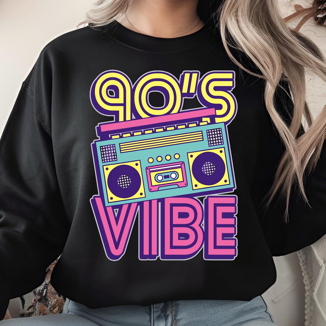 90s Vibe PNG, Retro Boombox PNG, 1990s Nostalgia Clipart, Colorful 90s ...