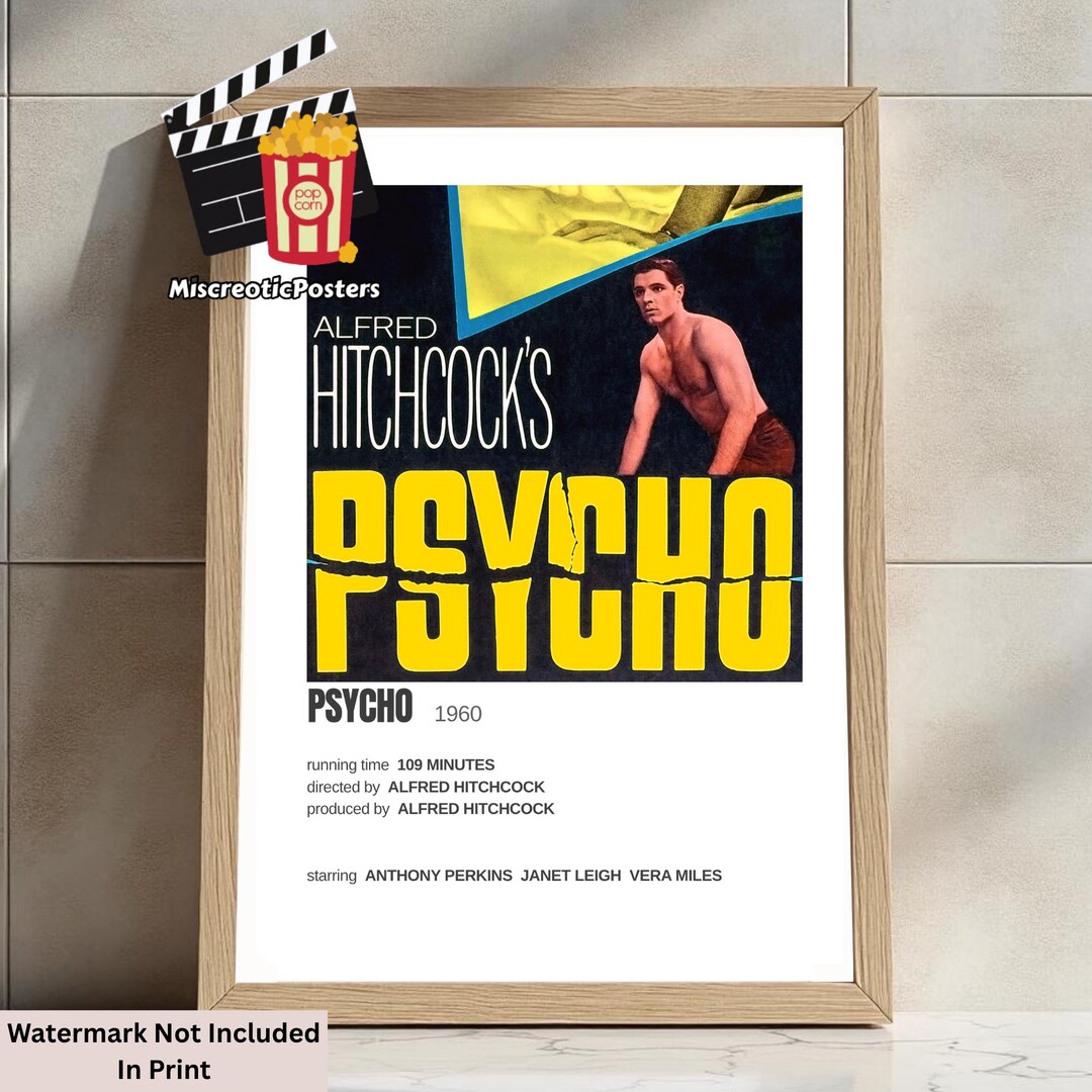 Psycho, Film Poster, Vintage Retro, Movie Poster, Custom, Gift for Him ...