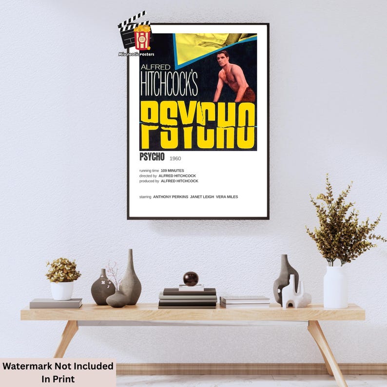 Psycho, Film Poster, Vintage Retro, Movie Poster, Custom, Gift for Him ...