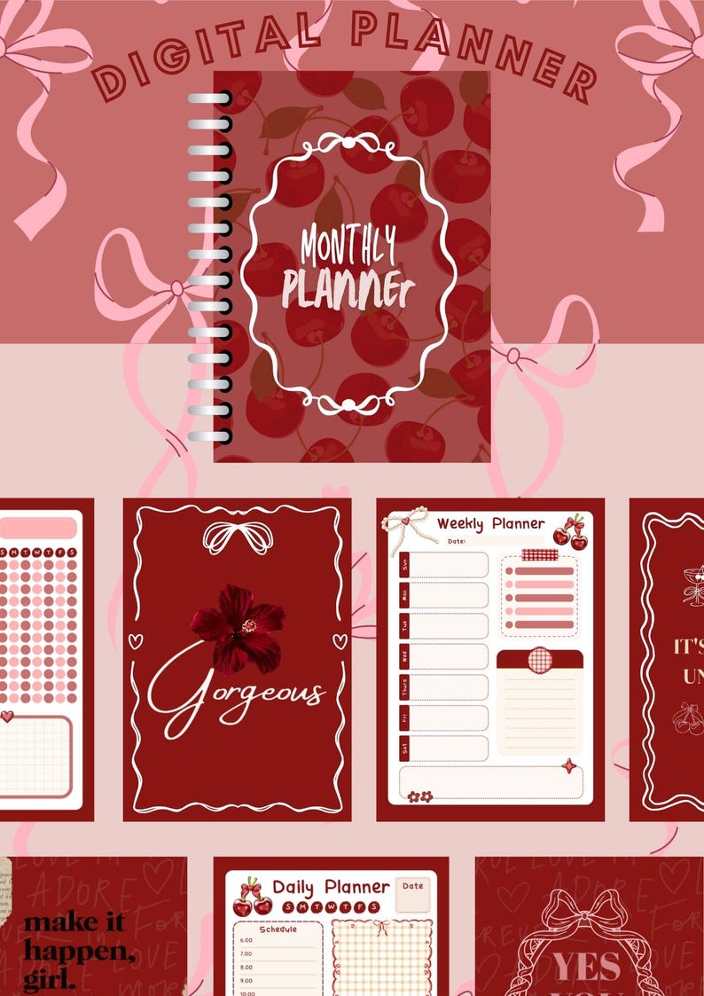 Cherry Monthly -weekly Planner – Printable Digital Download-undated ...