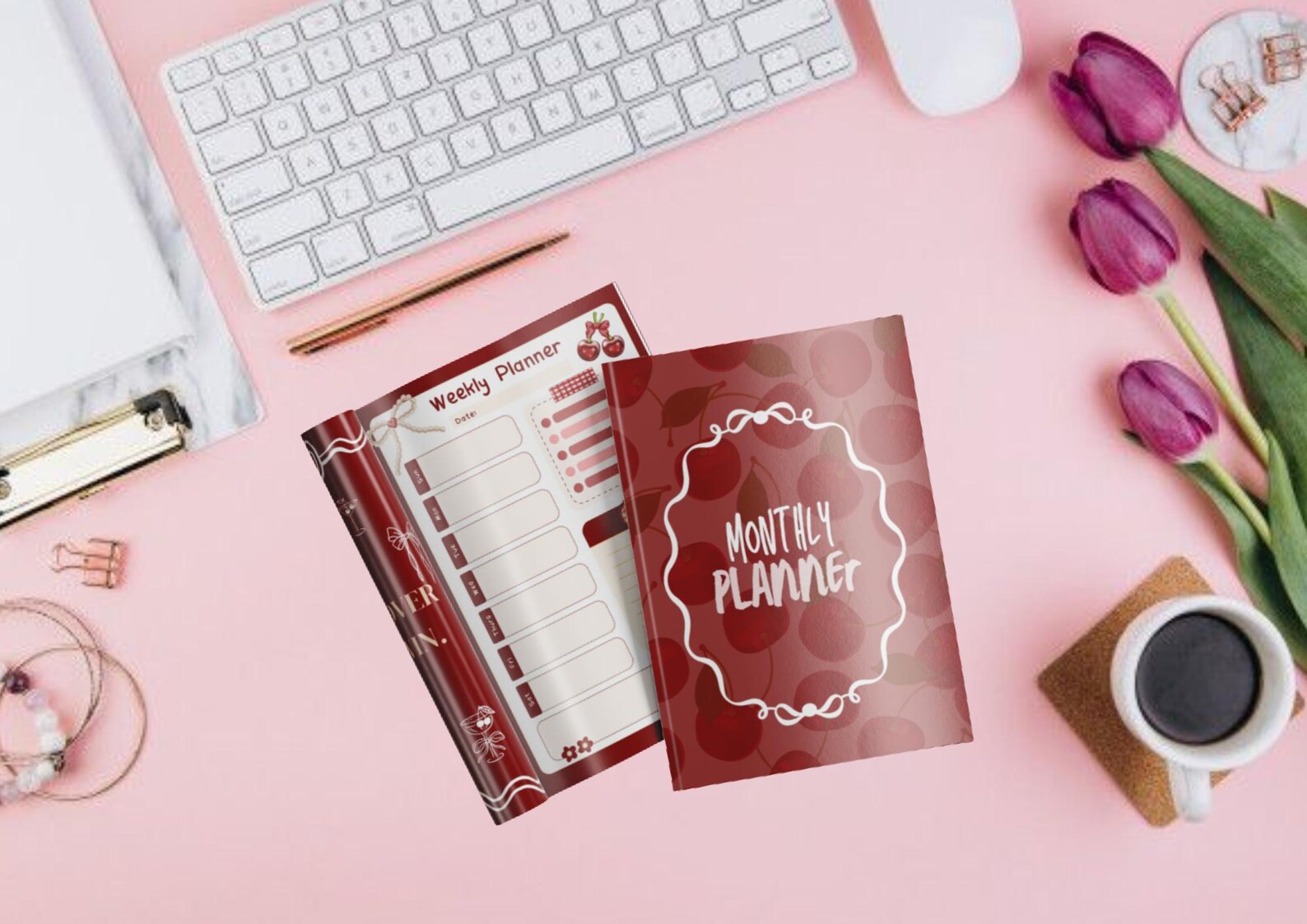 Cherry Monthly -weekly Planner – Printable Digital Download-undated ...