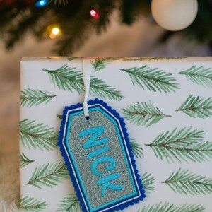 Reusable Custom Embroidered Christmas Name Tags — Felt With Glitter - Etsy