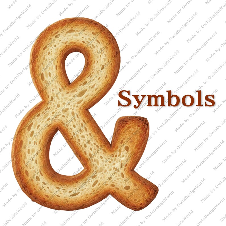 Toast Alphabet PNG Bundle, Bread Letter, Numbers Clipart, Toast Font ...