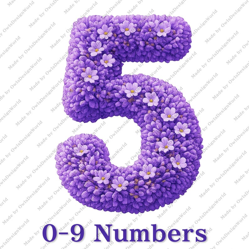 Lavender Flower Alphabet PNG, Floral Letters Numbers & Symbols, Purple ...