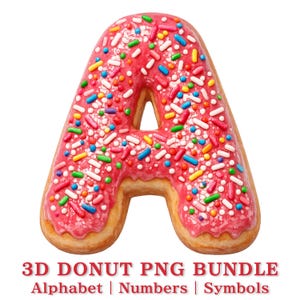 Donut Alphabet Clipart PNG, Pink Icing Cookie Letters Numbers Symbols ...