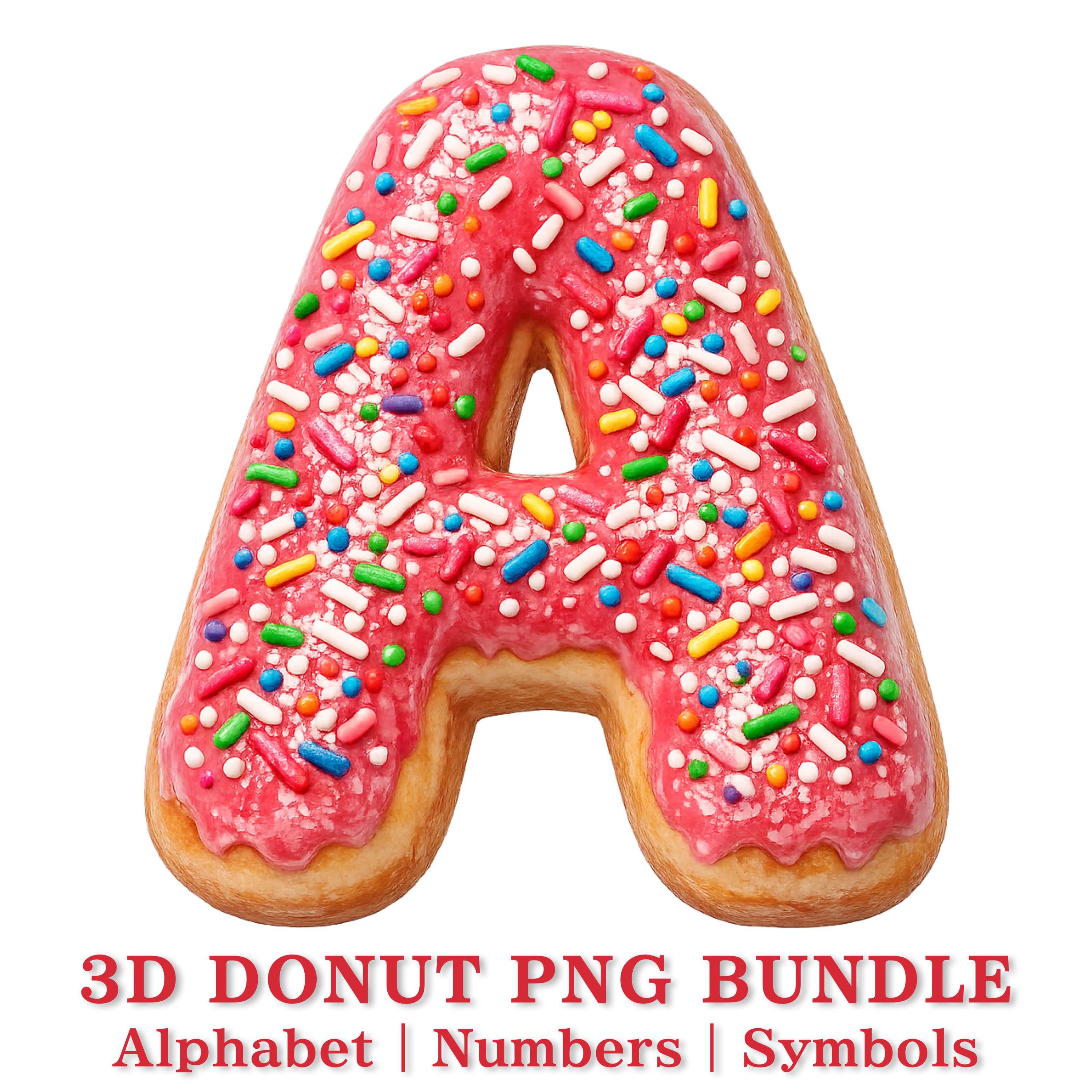 Donut Alphabet Clipart PNG, Pink Icing Cookie Letters Numbers Symbols ...