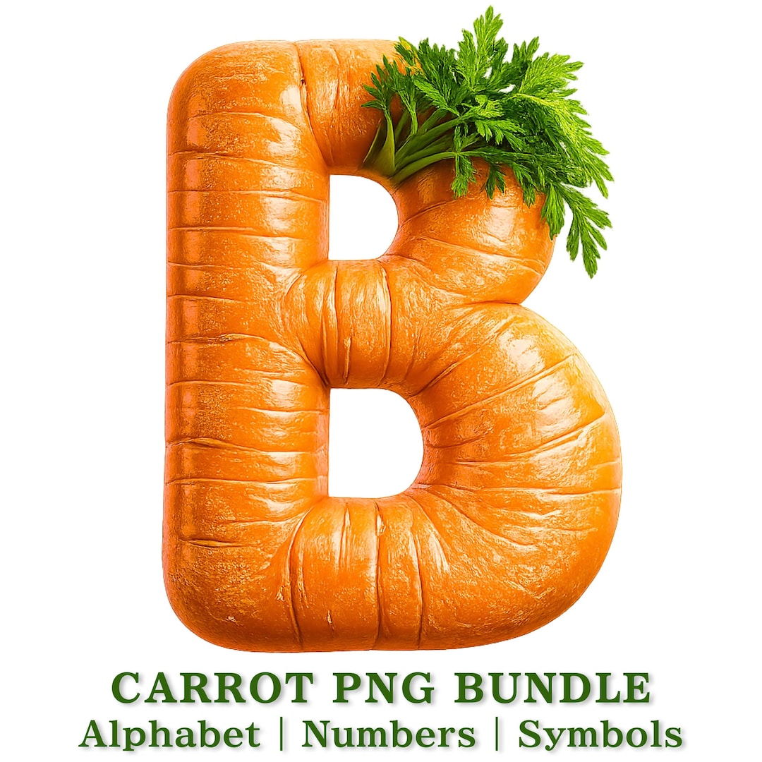 Carrot Alphabet PNG, Easter Carrot Letters and Numbers, Spring ...
