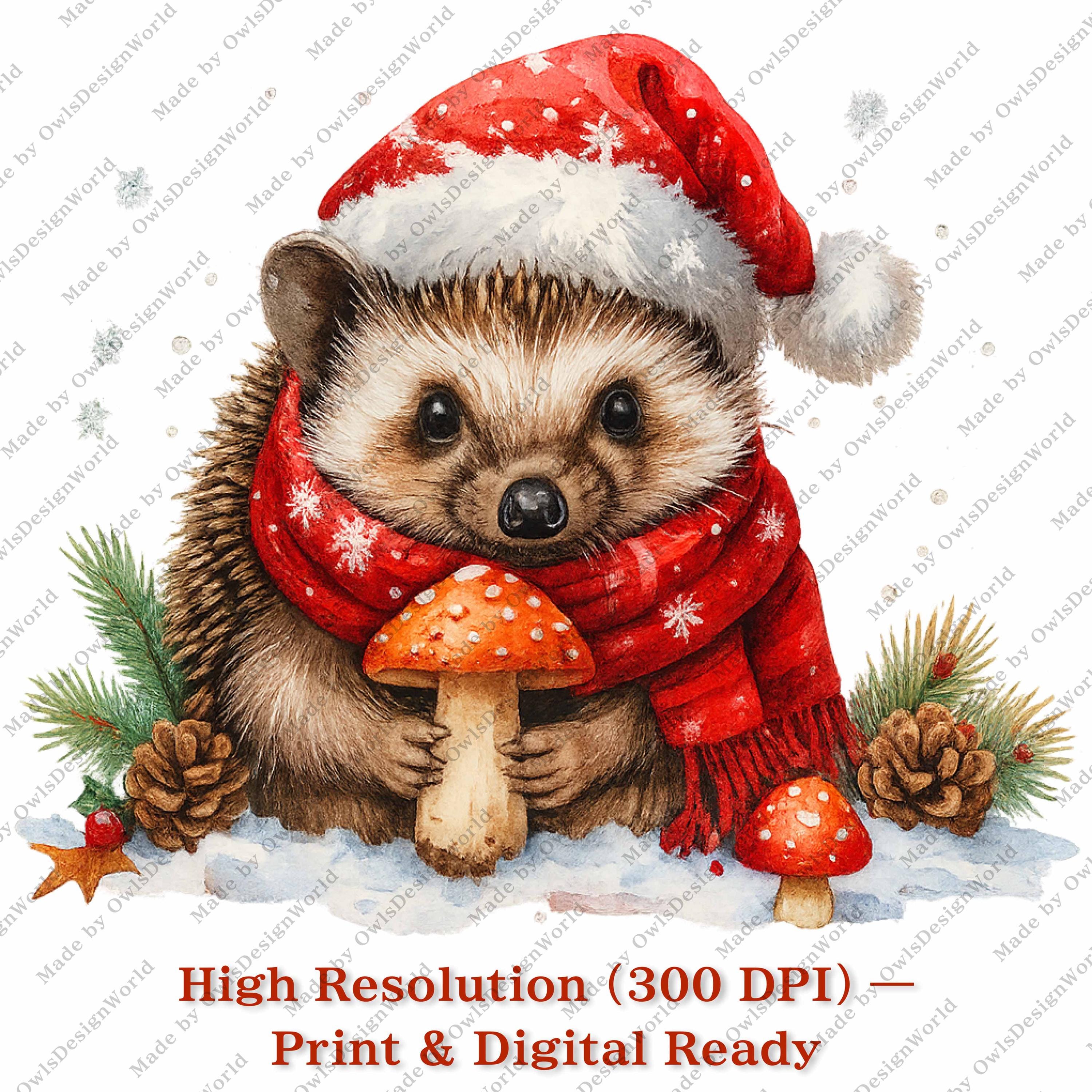 16 Christmas Hedgehog Clipart Pngs Cute Winter Animals With Santa Hats ...