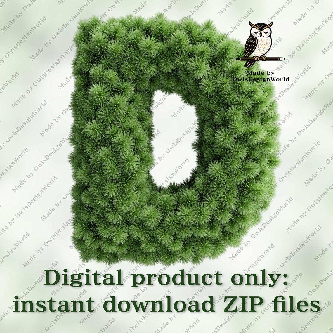 Evergreen Fluffy Alphabet PNG, Green Furry Letters Upper & Lower A–Z ...
