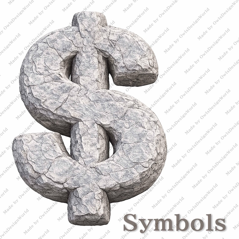 Stone Alphabet PNG, Rock Letters Numbers Symbols, 3D Stone Font ...