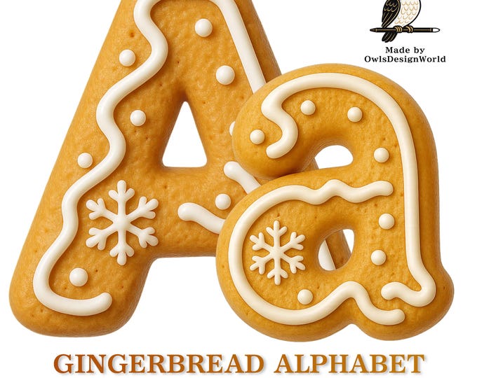 Gingerbread Alphabet Clipart, Christmas Letters & Numbers, Holiday ...