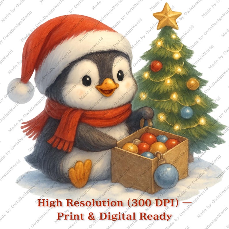 21 Watercolor Christmas Penguin Clipart Bundle, Cute Winter Pngs ...