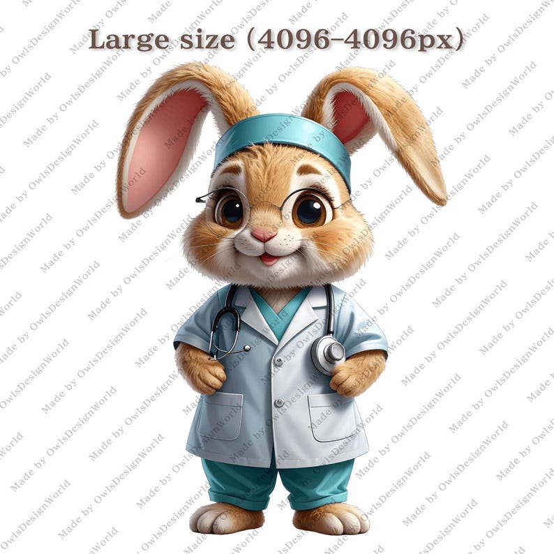 16 Cute Bunny Doctor Clipart Pngs, Cartoon Rabbit Medical Illustrations ...