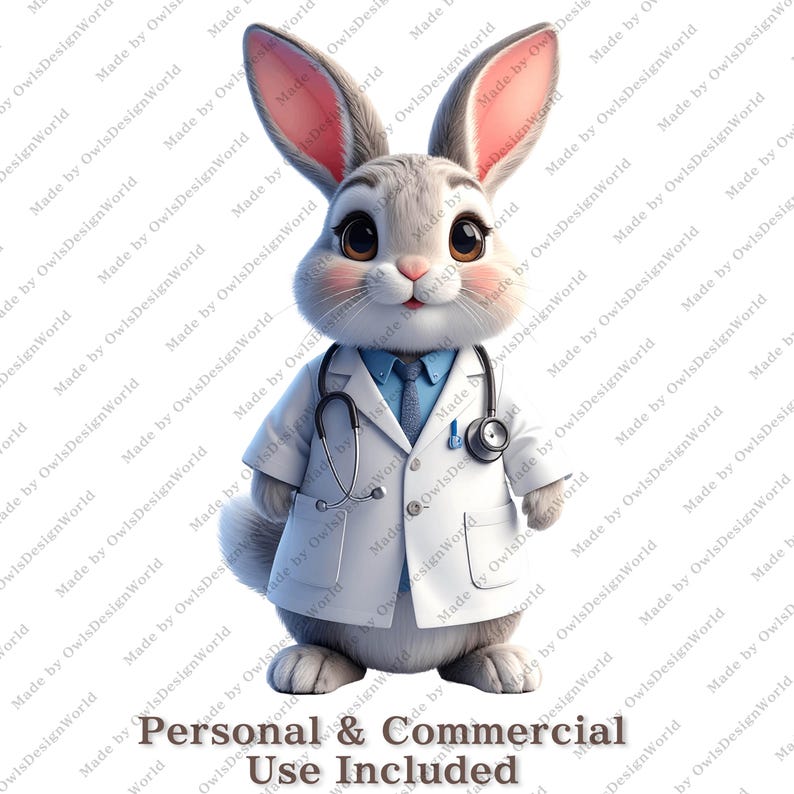 16 Cute Bunny Doctor Clipart Pngs, Cartoon Rabbit Medical Illustrations ...