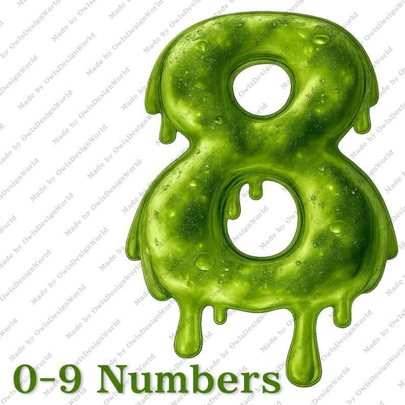 Slime Alphabet PNG Bundle, Green Goo Letters Numbers Symbols, Dripping ...