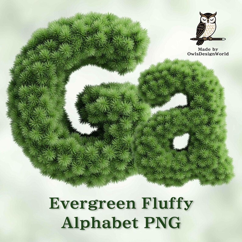 Evergreen Fluffy Alphabet PNG, Green Furry Letters Upper & Lower A–Z ...
