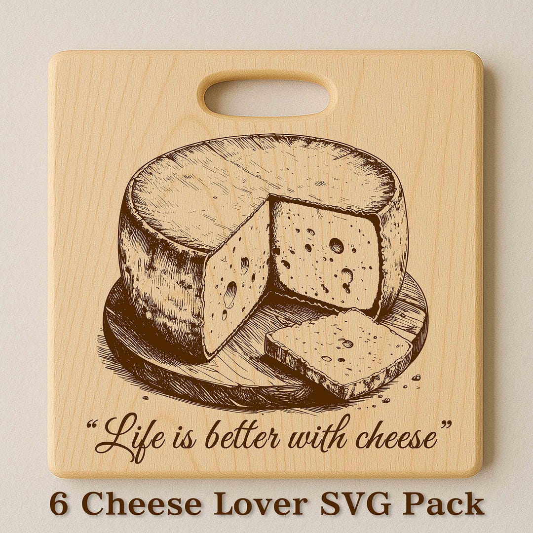 Cheese Lover SVG Pack • 6 Funny Cheese Sayings • Bundle Line Art for ...
