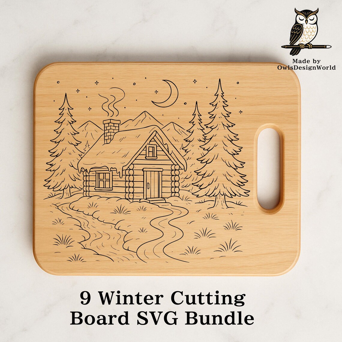 Winter Cutting Board SVG Bundle | Rustic Cabin & Forest Scenes ...
