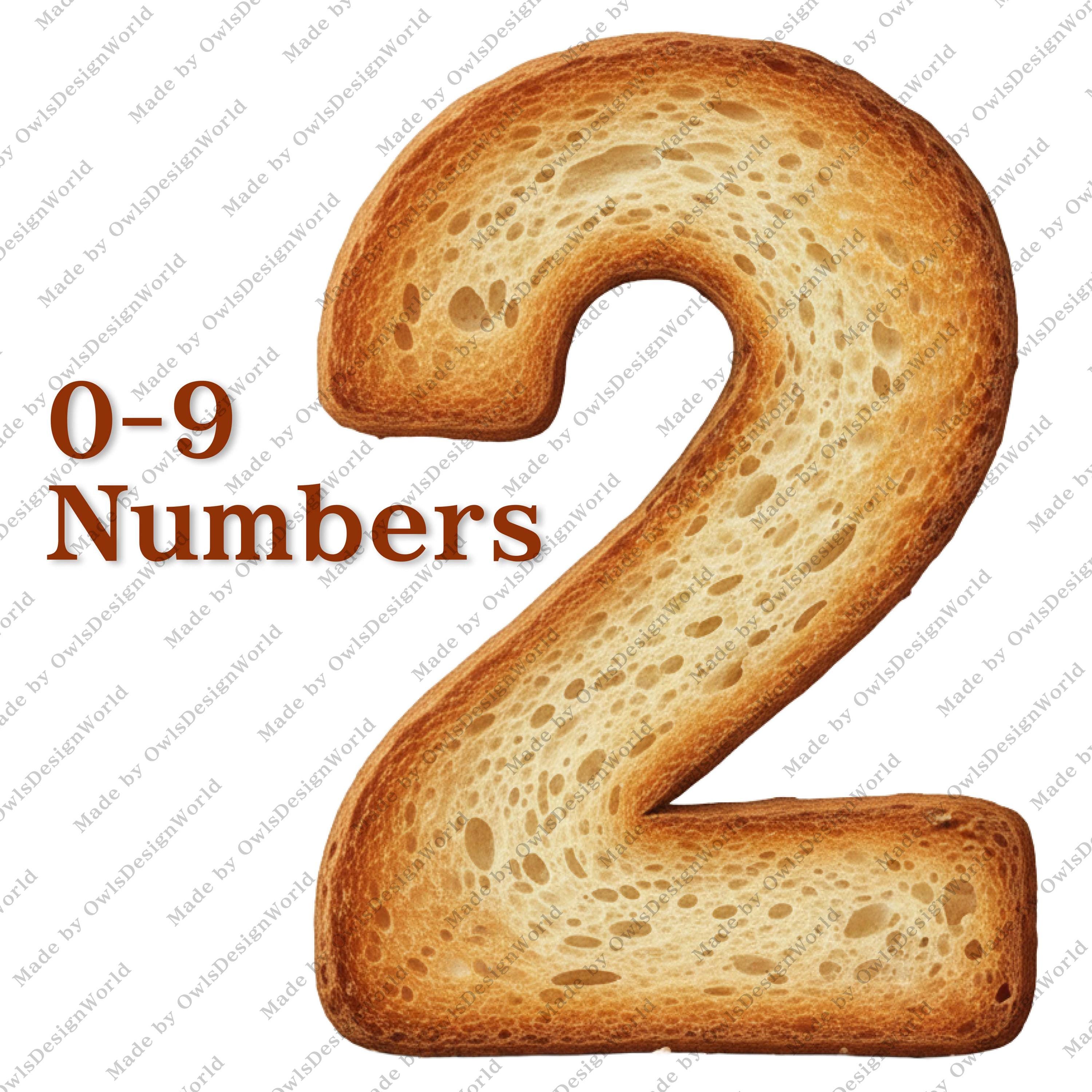 Toast Alphabet PNG Bundle, Bread Letter, Numbers Clipart, Toast Font ...