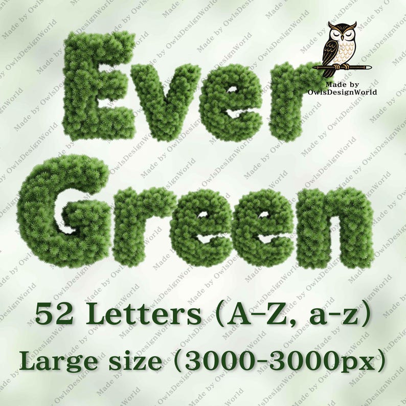Evergreen Fluffy Alphabet PNG, Green Furry Letters Upper & Lower A–Z ...