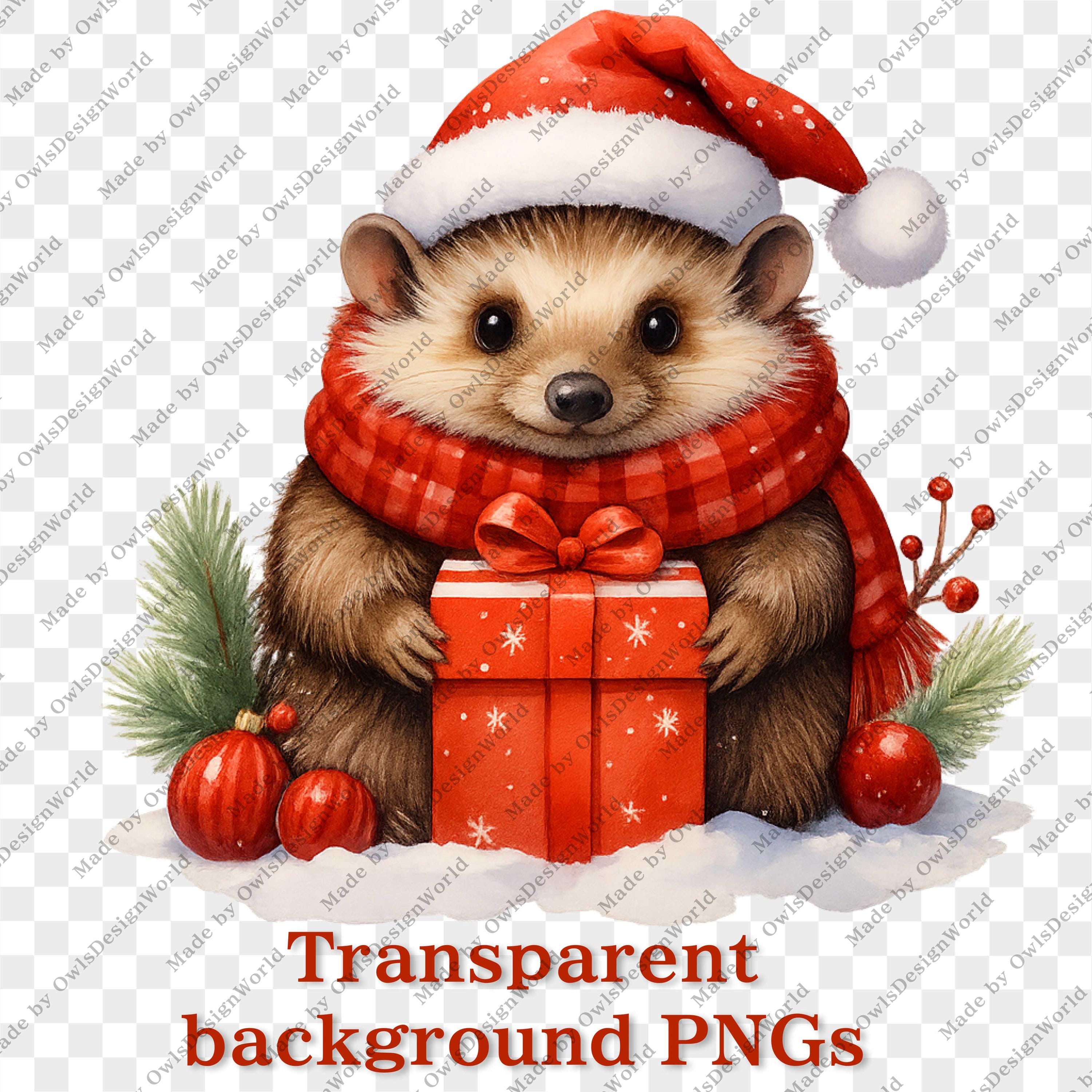16 Christmas Hedgehog Clipart Pngs Cute Winter Animals With Santa Hats ...