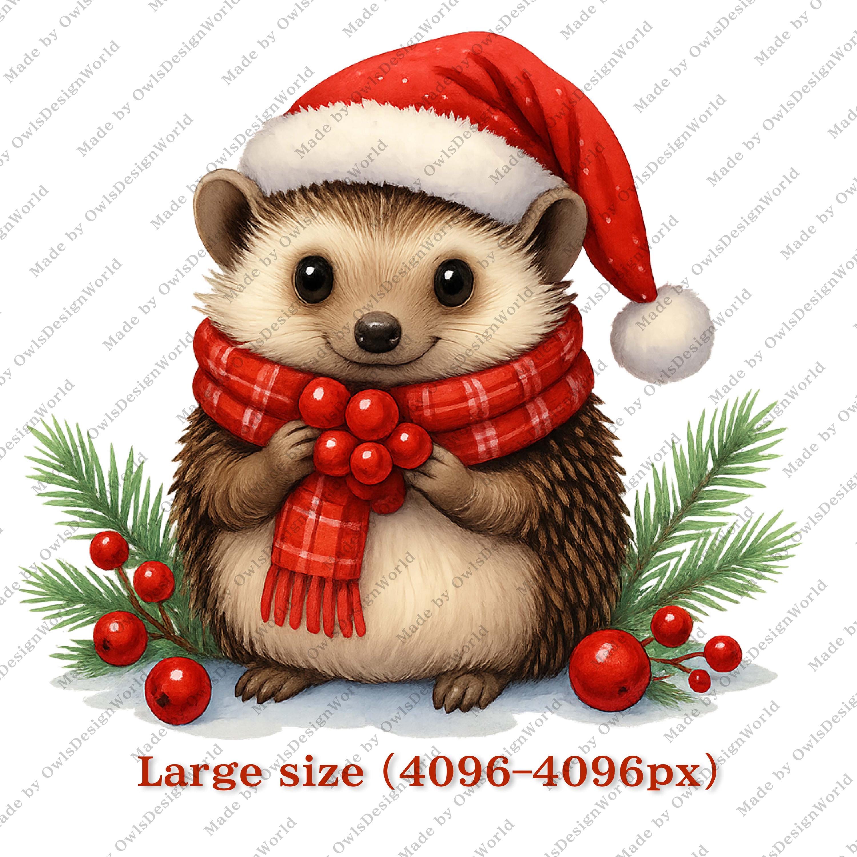 16 Christmas Hedgehog Clipart Pngs Cute Winter Animals With Santa Hats ...
