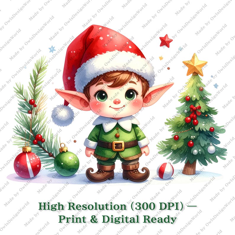 25 Christmas Elf Clipart PNG Bundle | Cute Holiday Elves With Gifts ...