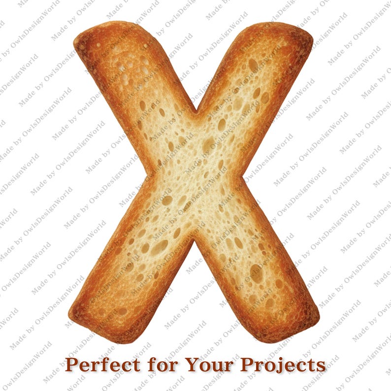 Toast Alphabet PNG Bundle, Bread Letter, Numbers Clipart, Toast Font ...