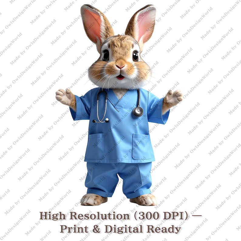 16 Cute Bunny Doctor Clipart Pngs, Cartoon Rabbit Medical Illustrations ...