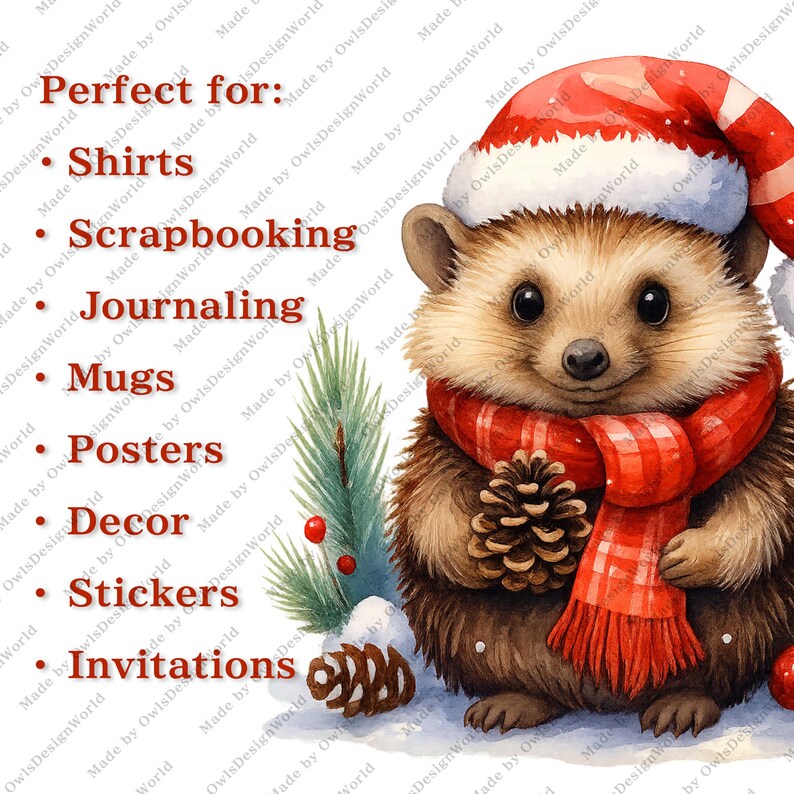 16 Christmas Hedgehog Clipart Pngs Cute Winter Animals With Santa Hats ...