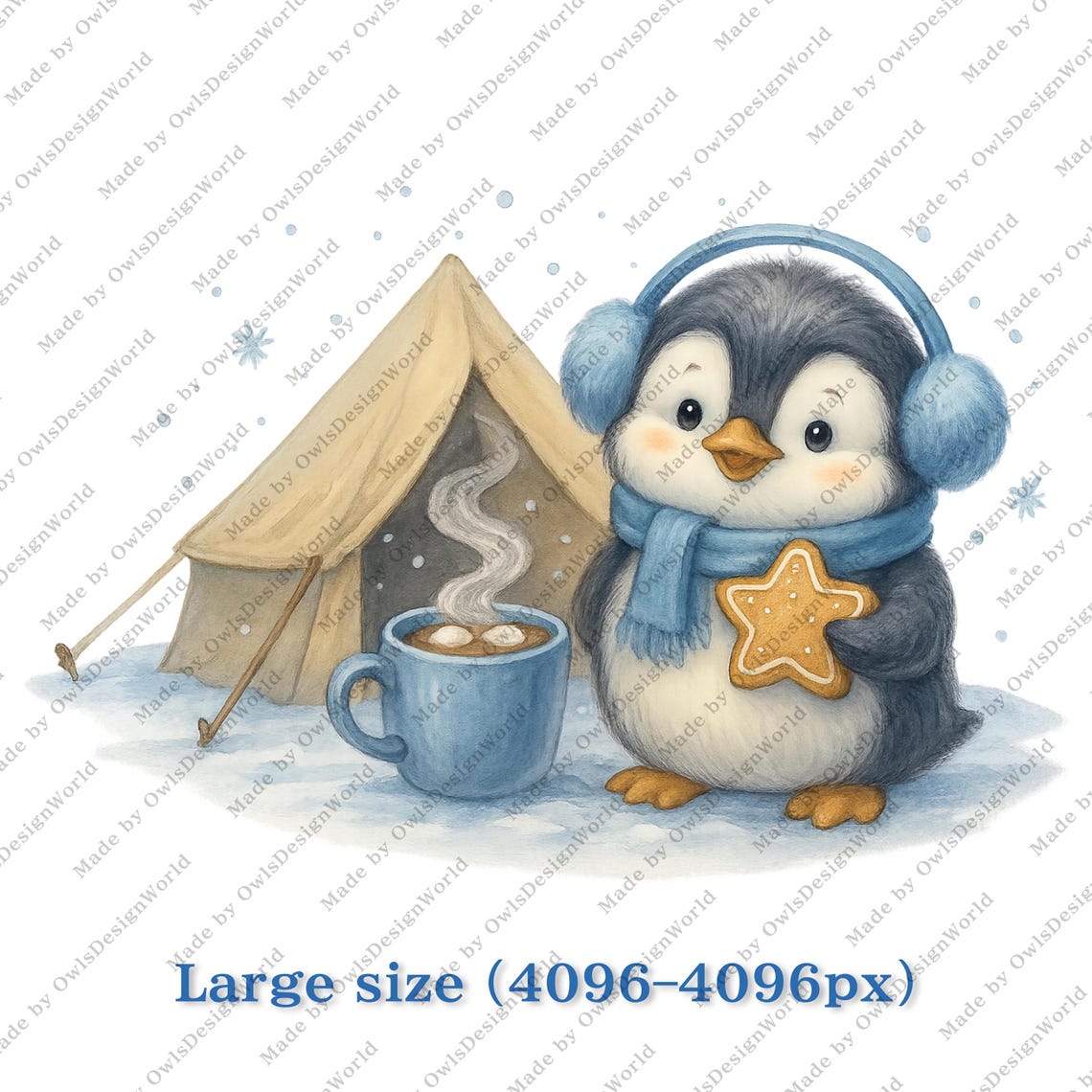 20 Cute Winter Penguin PNG Bundle, Watercolor Penguins, Clipart Cozy ...