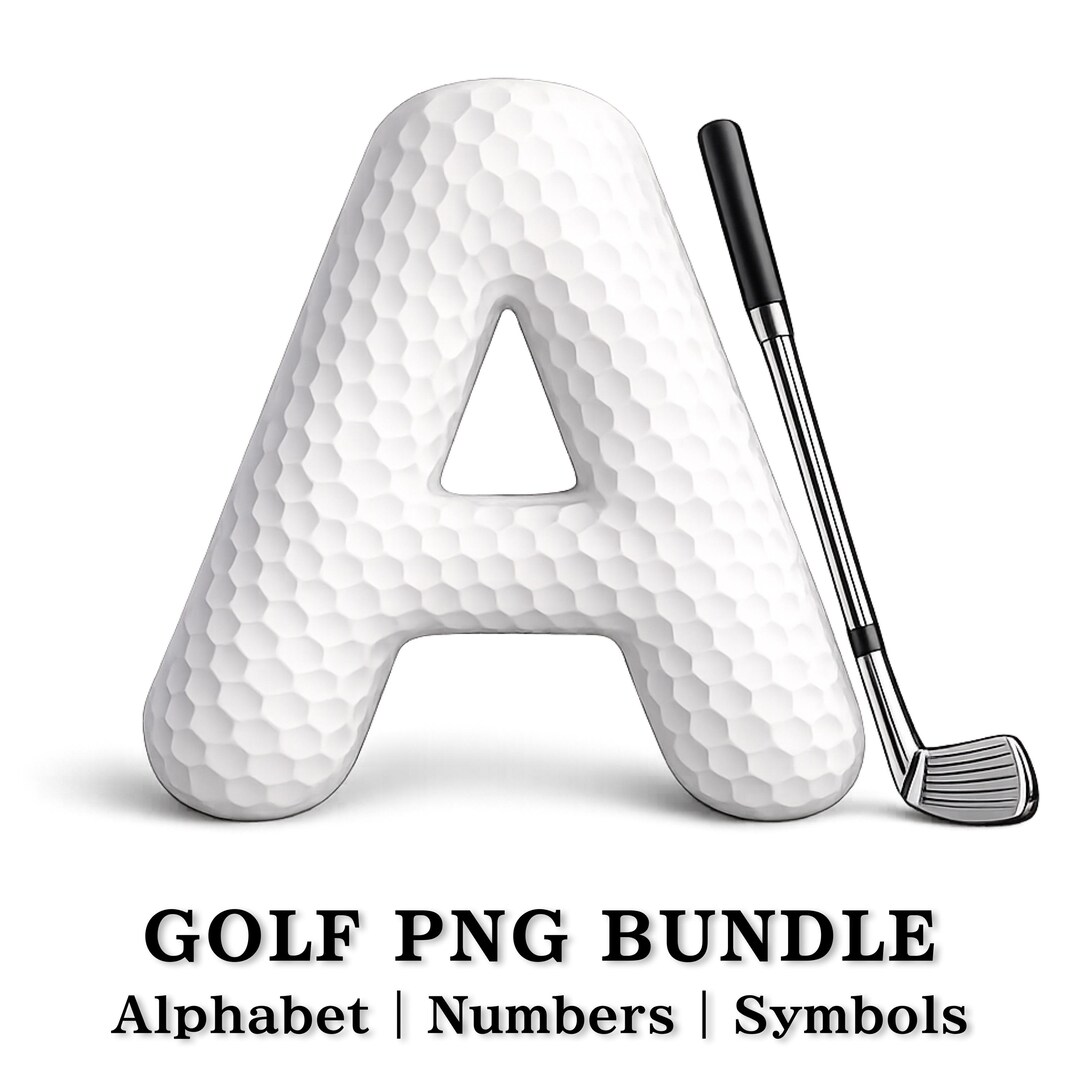 Golf Alphabet PNG, Golf Ball Letters Numbers & Symbols, Sports Alphabet ...
